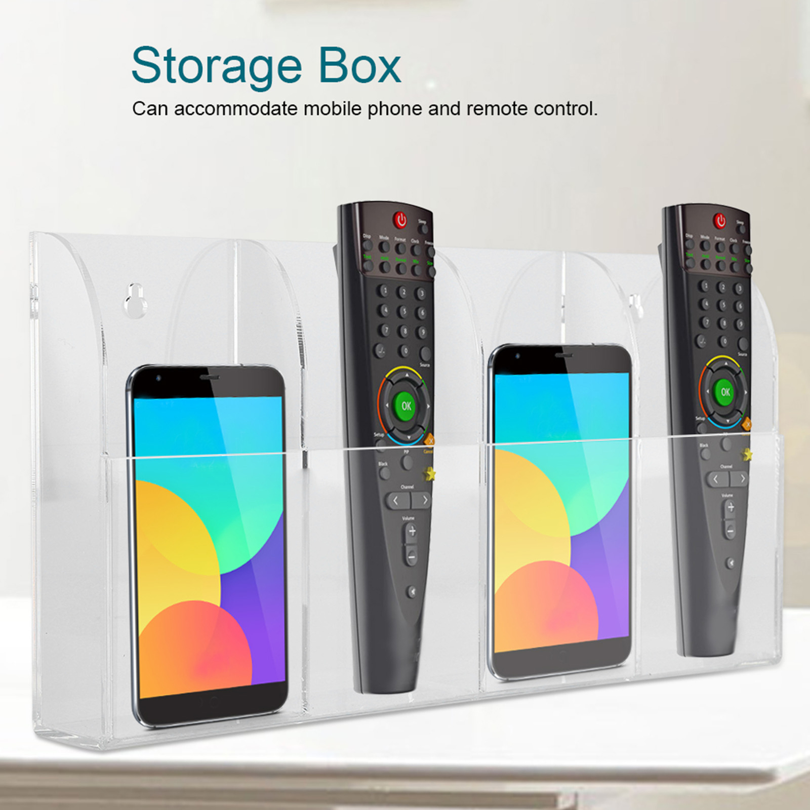 Acrylic Air Conditioner Remote Control Storage Box Wall Mount Holder 4 ...