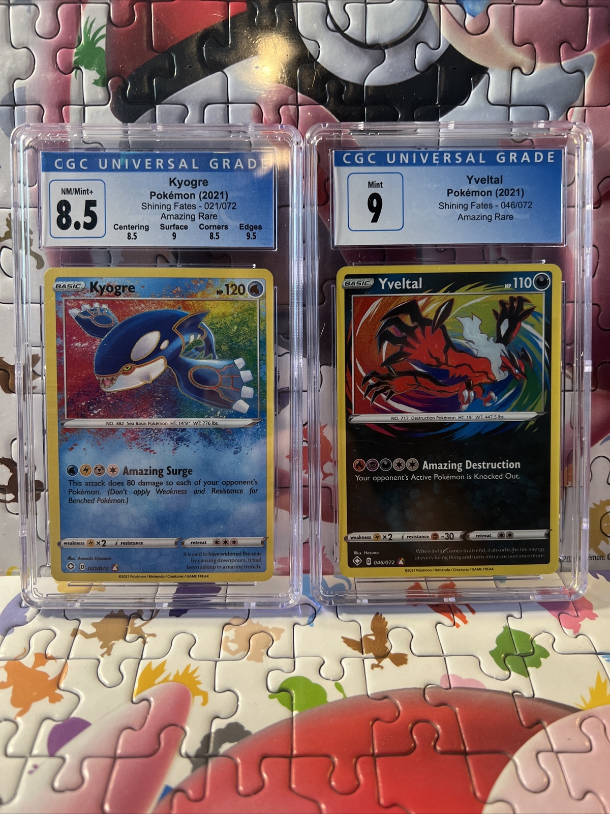 Pokemon TCG Shining Fates Amazing Rare CGC GRADED MT 9🍃 Kyogre & Yvelta ...