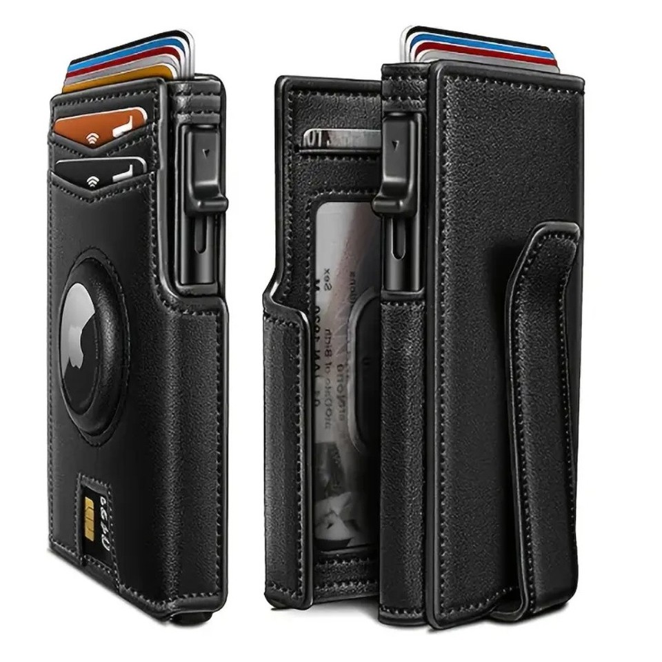 Newest Ultra-thin magnetic flip Men's wallet ultra-fiber rfid anti ...