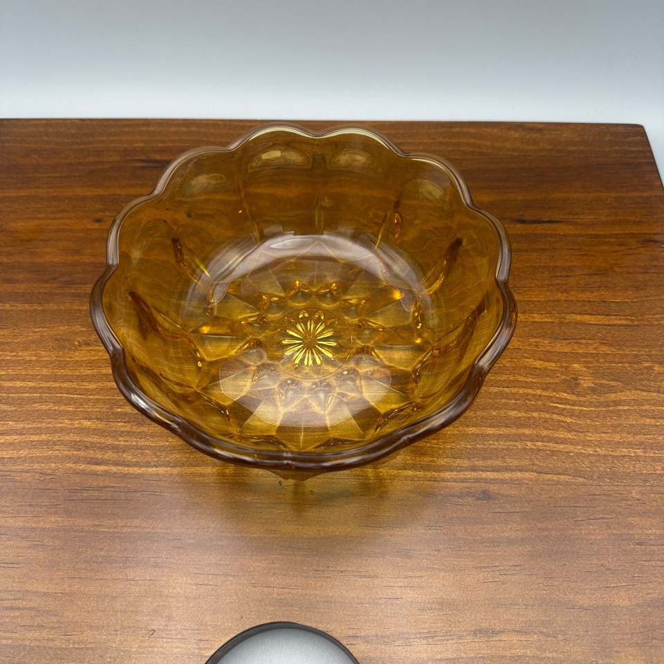 Vintage Anchor Hocking Amber Glass Bowl in the Fairfield Starburst ...