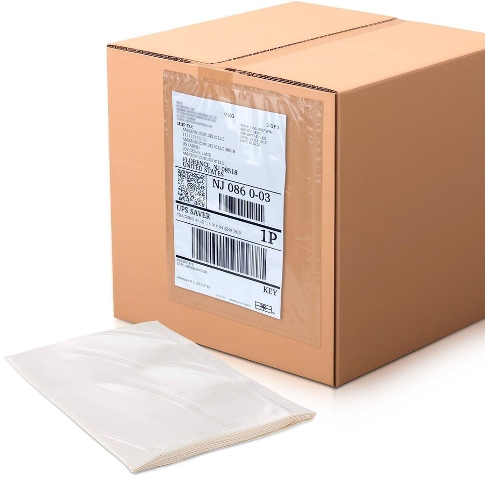 100Pack Clear Packing Slip Envelope Pouches 7" x 10" Self-Sealing ...