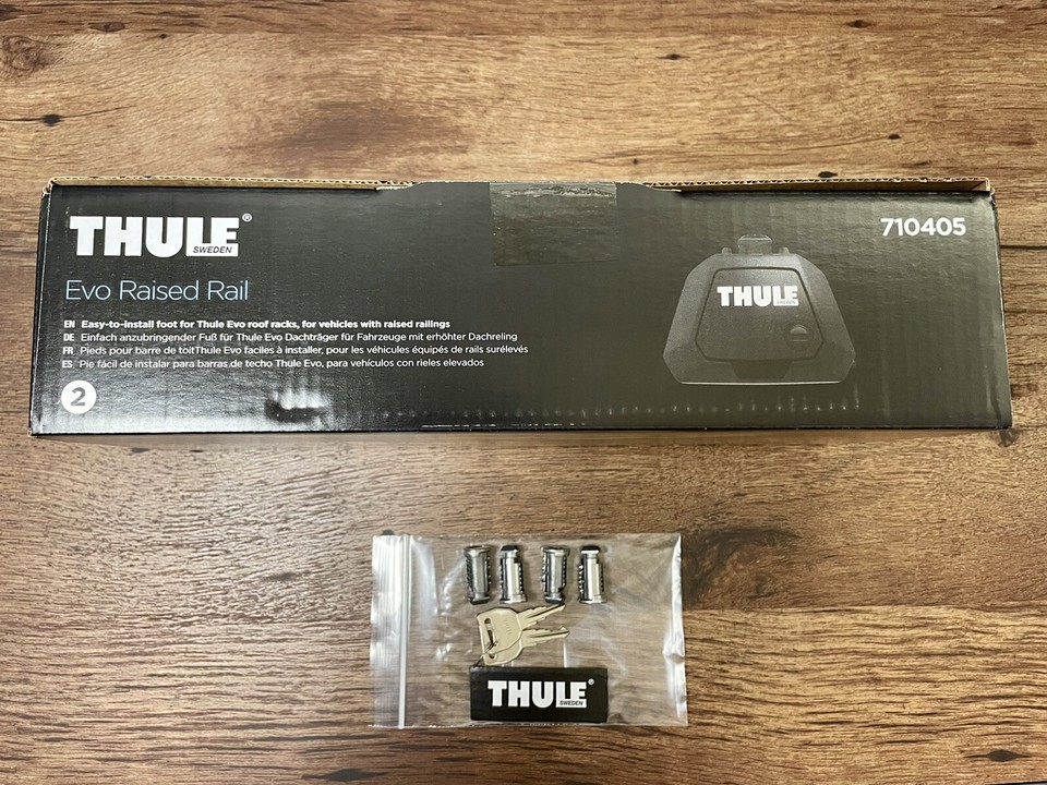 Thule Evo Raised Rail Foot Pack 710405 + Thule Metal Lock Set (Bundle ...