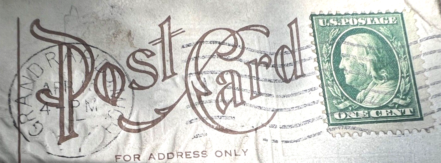 Benjamin Franklin Scott 374 One Cent Green 1908 Stamp w Vintage Post ...