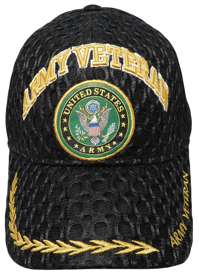 UNITED STATES ARMY VETERAN MESH EMBROIDERED BASEBALL CAP usa vet seal ...