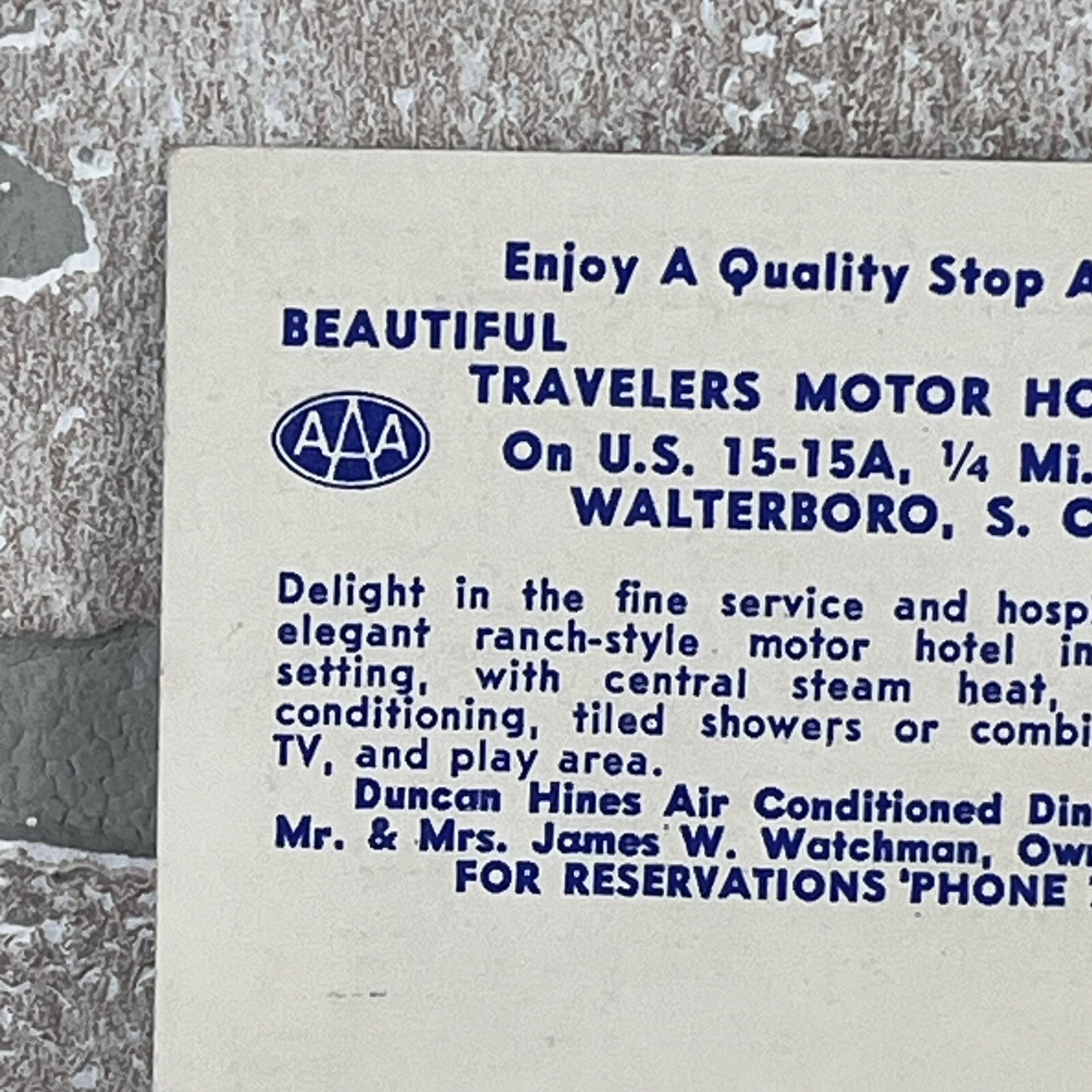 Walterboro, SC Travelers Motor Hotel South Carolina Vintage Postcard ...