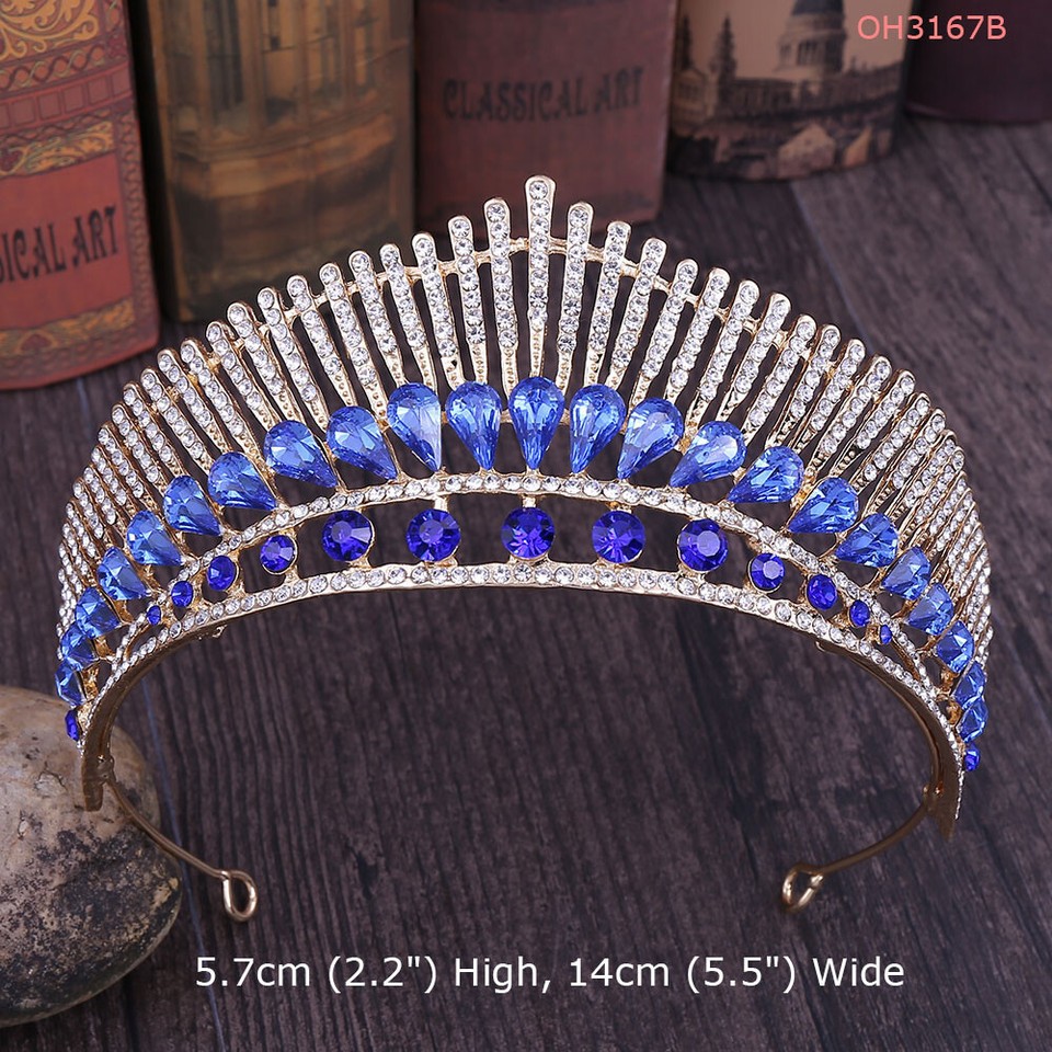 72 Styles Blue Crystal Queen Princess Tiara Crown Wedding Princess For ...