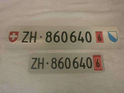 2X SWITZERLAND ZURICH WITH COUNTRY & CANTON SHIELDS # ZH-860640 LICENSE ...