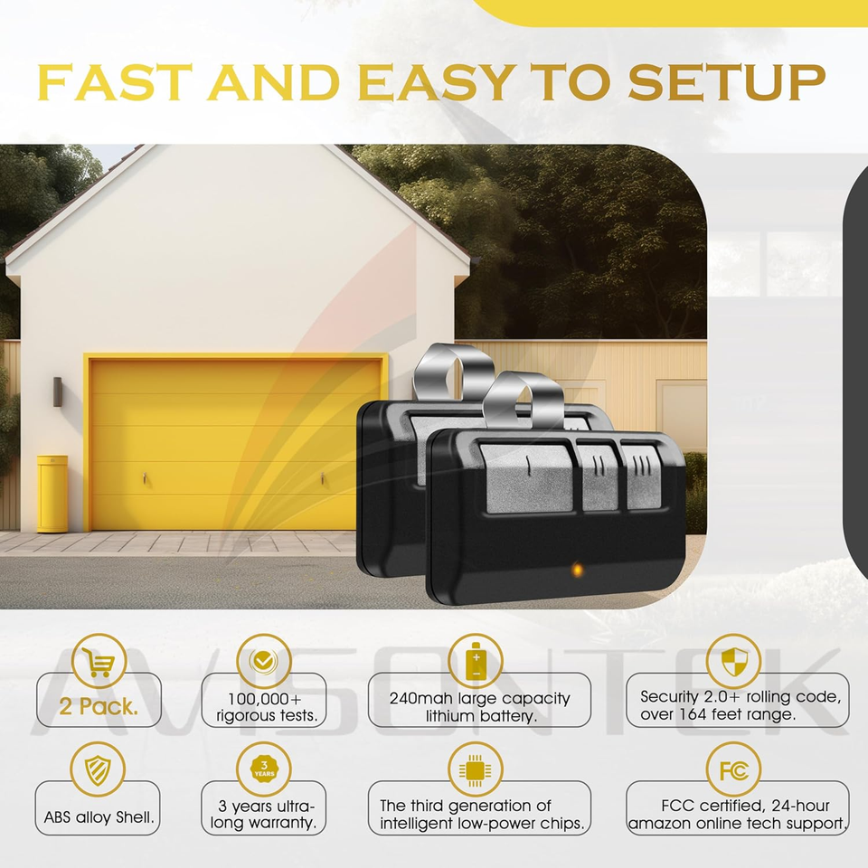 2 for 953ESTD Chamberlain Garage Door Opener Remote, 2011 to Present ...