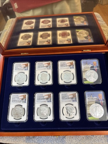 TRUMP LABEL 8 TOTAL COINS 2024-6 MORGAN & PEACE DOLLARS / 2 - SILVER ...