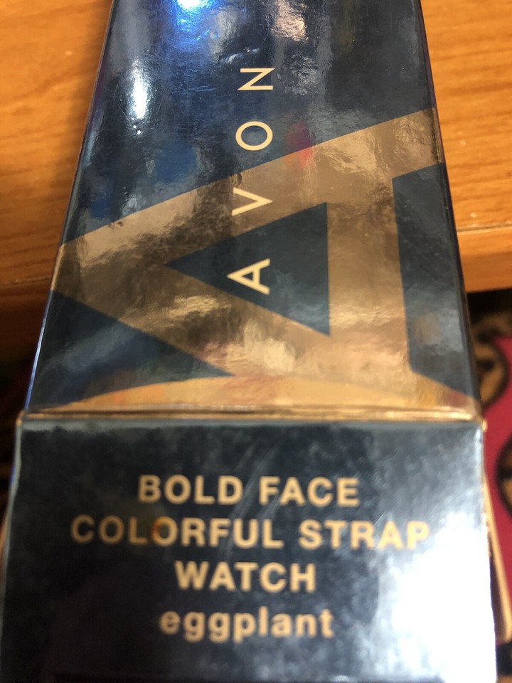 Avon Bold Face Colorful Strap Watch Eggplant New in Box | eBay