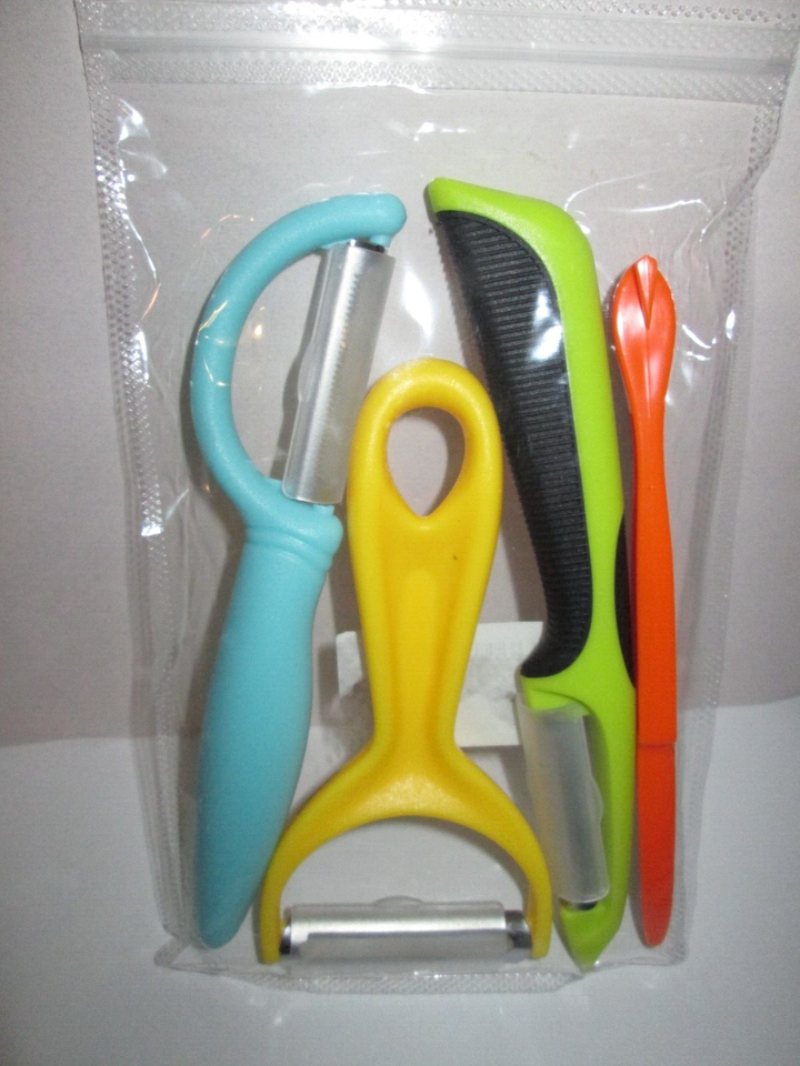 4 Piece Peeler Set Swivel Easy Grip Stainless Steel New in Package ...