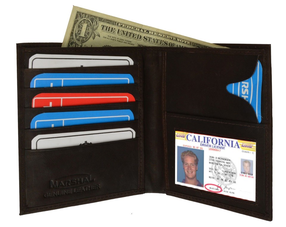 Men's Genuine Leather Cowhide Tall Bifold European Hipster Wallet 7 ...