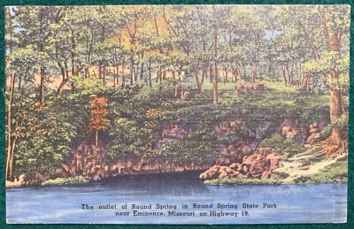 Outlet of Round Spring State Park-Eminence, Missouri MO-Linen Postcard ...