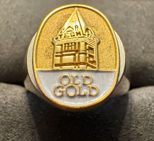 Vintage White Enamel GF GEORGIA TECH Tech Tower OLD GOLD New Sterling ...