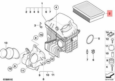 Genuine BMW 7 Series E65 E66 Engine Air Filter Insert OEM 13717547201 ...