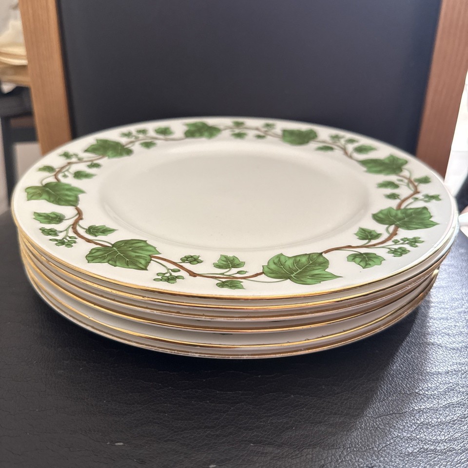 Crown Staffordshire China, Green Ivy Leaf Pattern Dinner Plates 10.5 ...