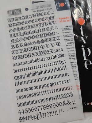 Geotype Old English 24pt Transfer Letters / Rub On Letters | eBay