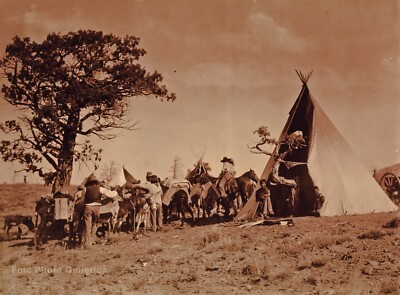 Vintage EDWARD CURTIS American Indian Apache Squaw GOLDTONE Photo Art ...
