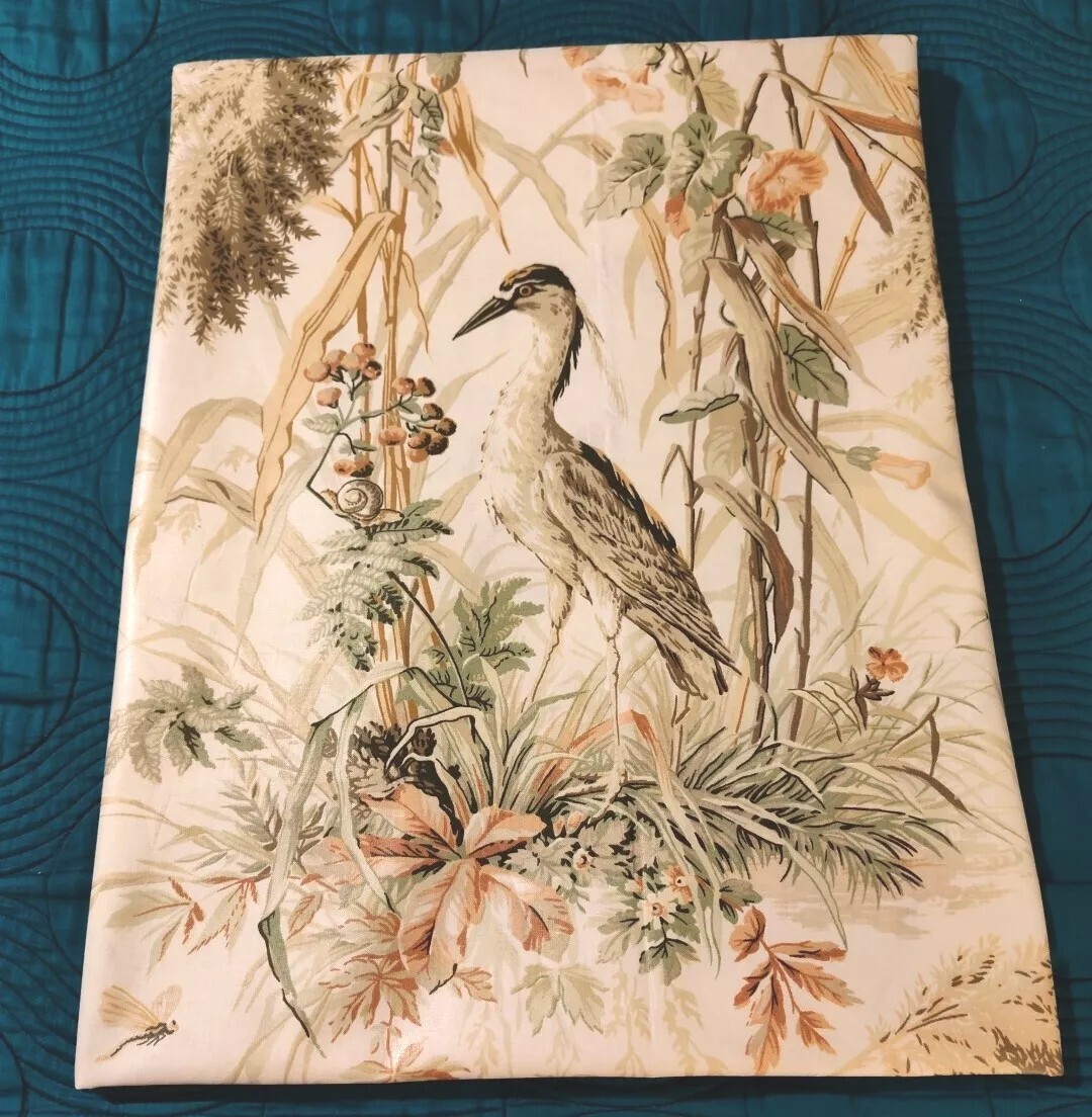 Jonelle "Heronsforde"Heron Bird Floral Cotton 43" x 54" Wide Unused ...
