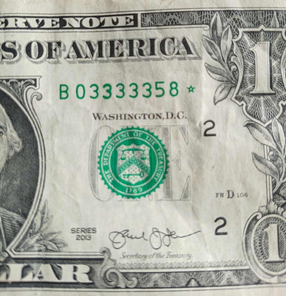 2013 B Star Note B 03333358* Fort Worth Duplicate One Dollar Bill | eBay