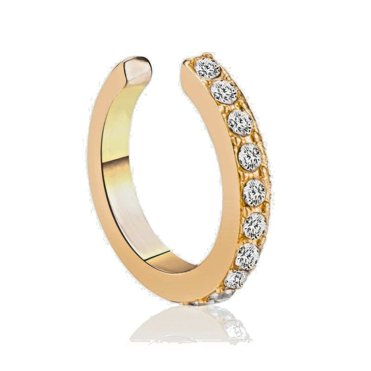 Rhinestone Earrings Ear Cuff Colored C Shaped Clip On Non Piercing ...