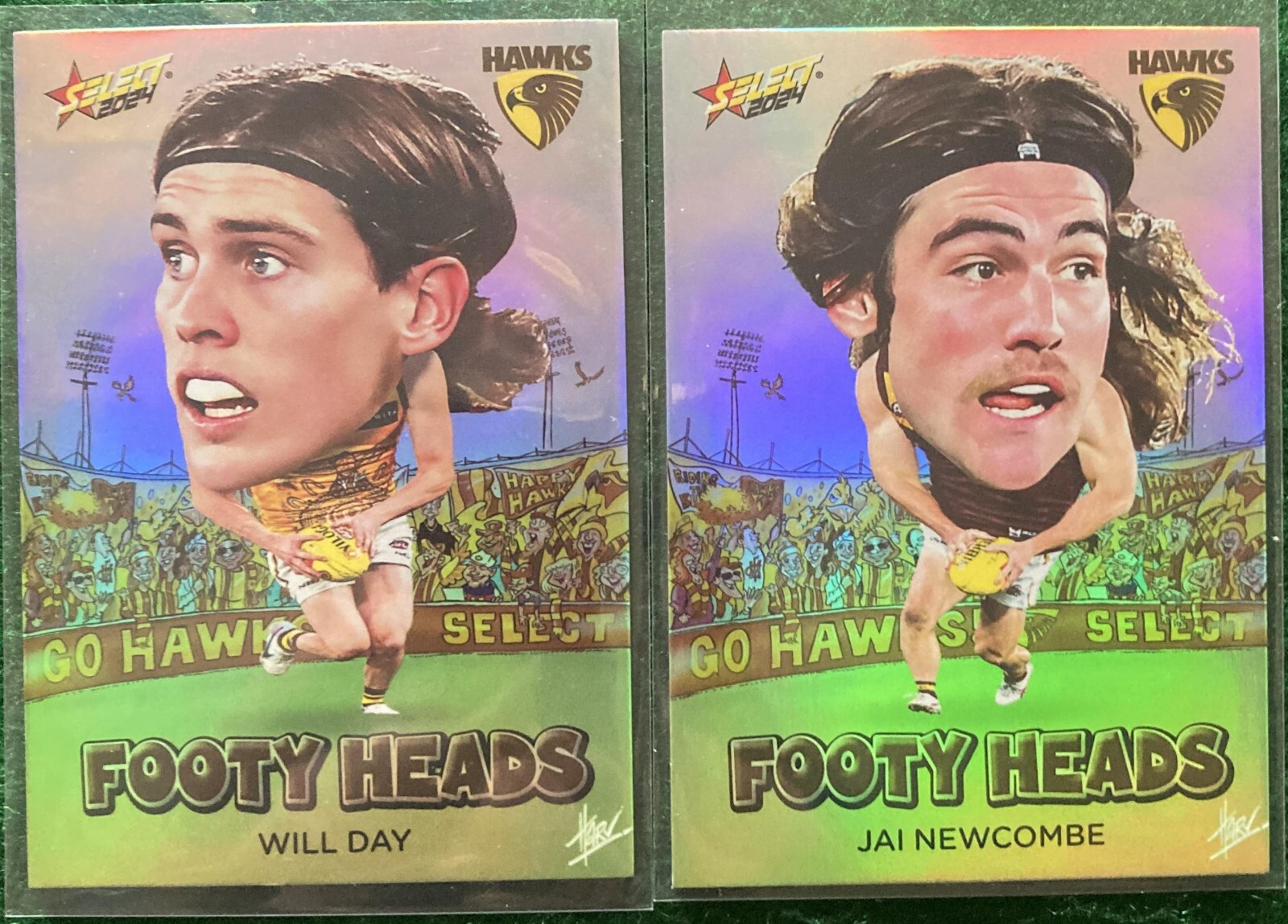 2024 AFL SELECT FOOTY STARS WILL DAY/JAI NEWCOMBE FOOTY HEADS HAWTHORN ...