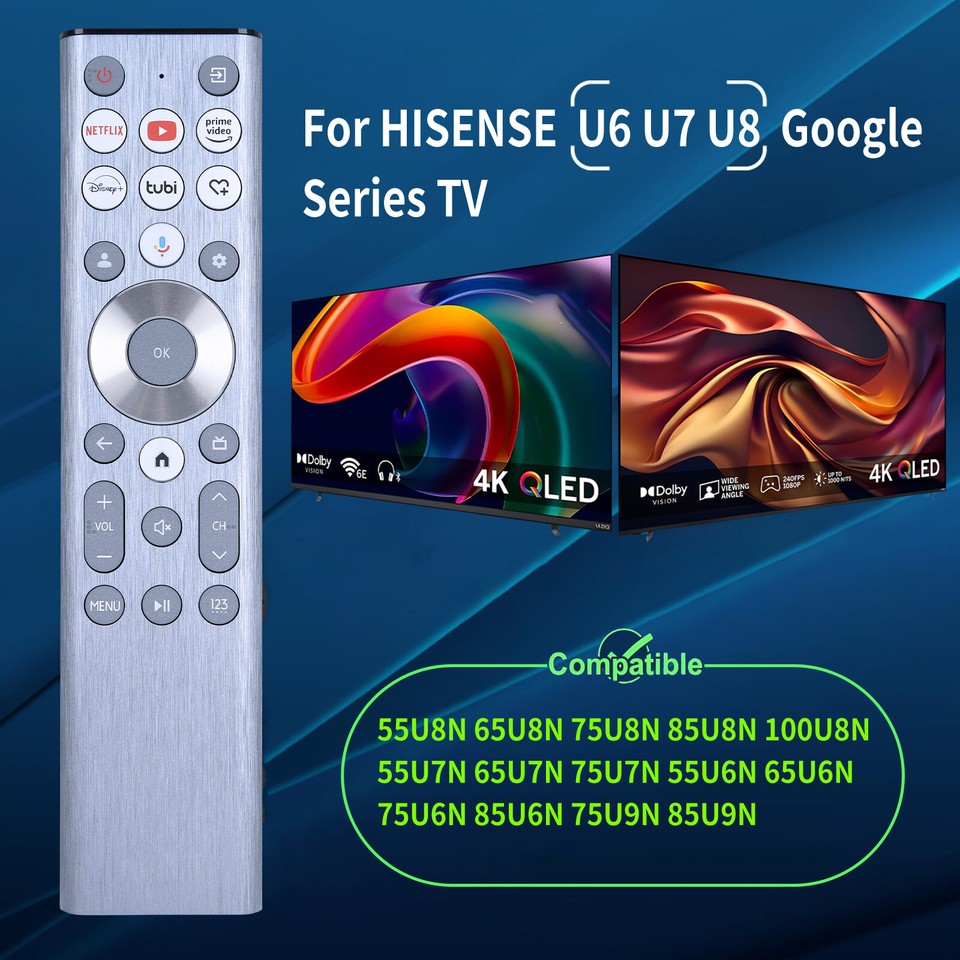 New ERF6A80 Remote Control For Hisense Class A7 U8 Series TV W Google ...
