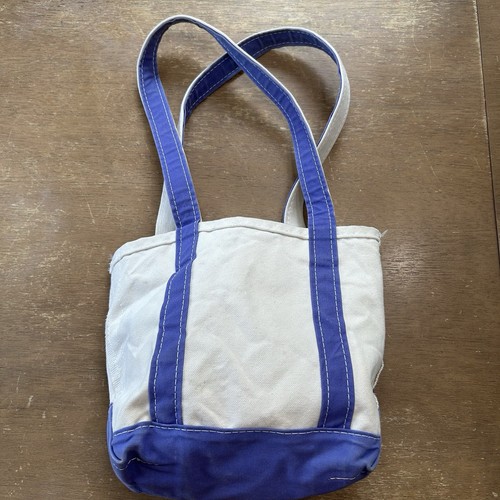 Vintage LL Bean Mini Boat & Tote Purple & White Canvas Small 10” Bag ...