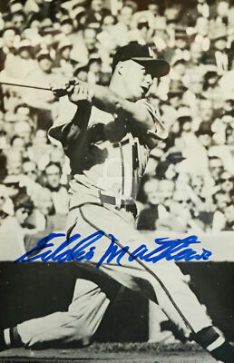 Eddie Matthews Baseball Player Signed RPPC Photo Postcard Copy | eBay