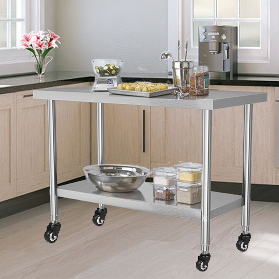 Commercial Catering Table Stainless Steel Work Bench Kitchen Food Shelf ...
