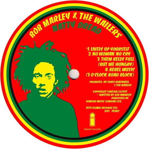 Bob Marley. Natty Dread record label vinyl sticker. Reggae. Island ...