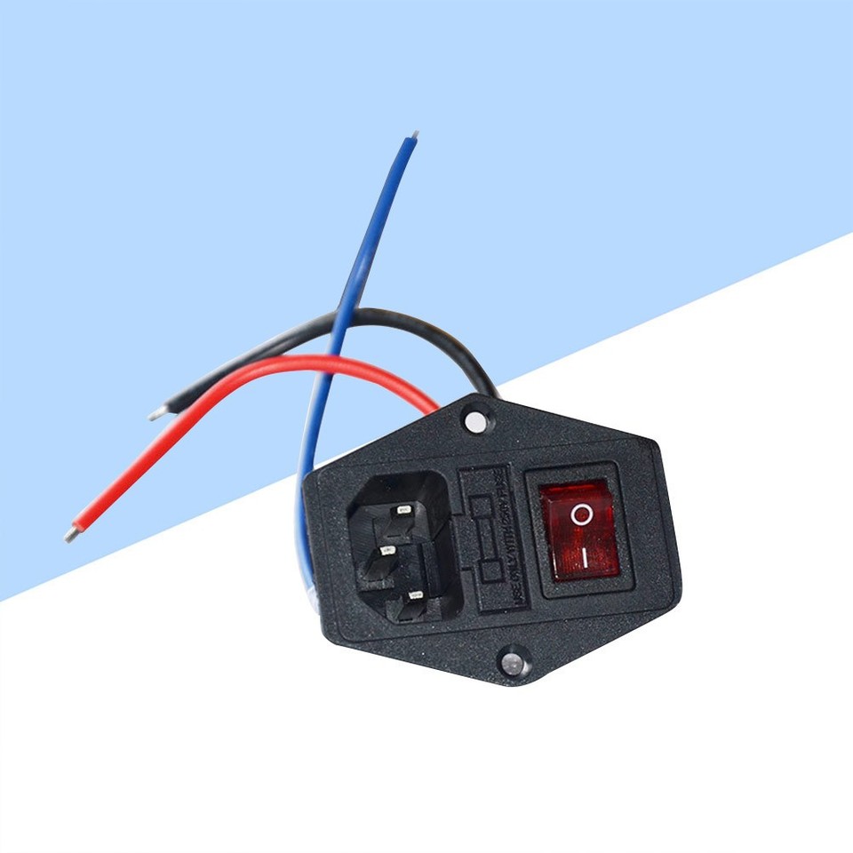 10A 250V Power Power Outlet with Red Triple Rocker Fused Module Plug ...