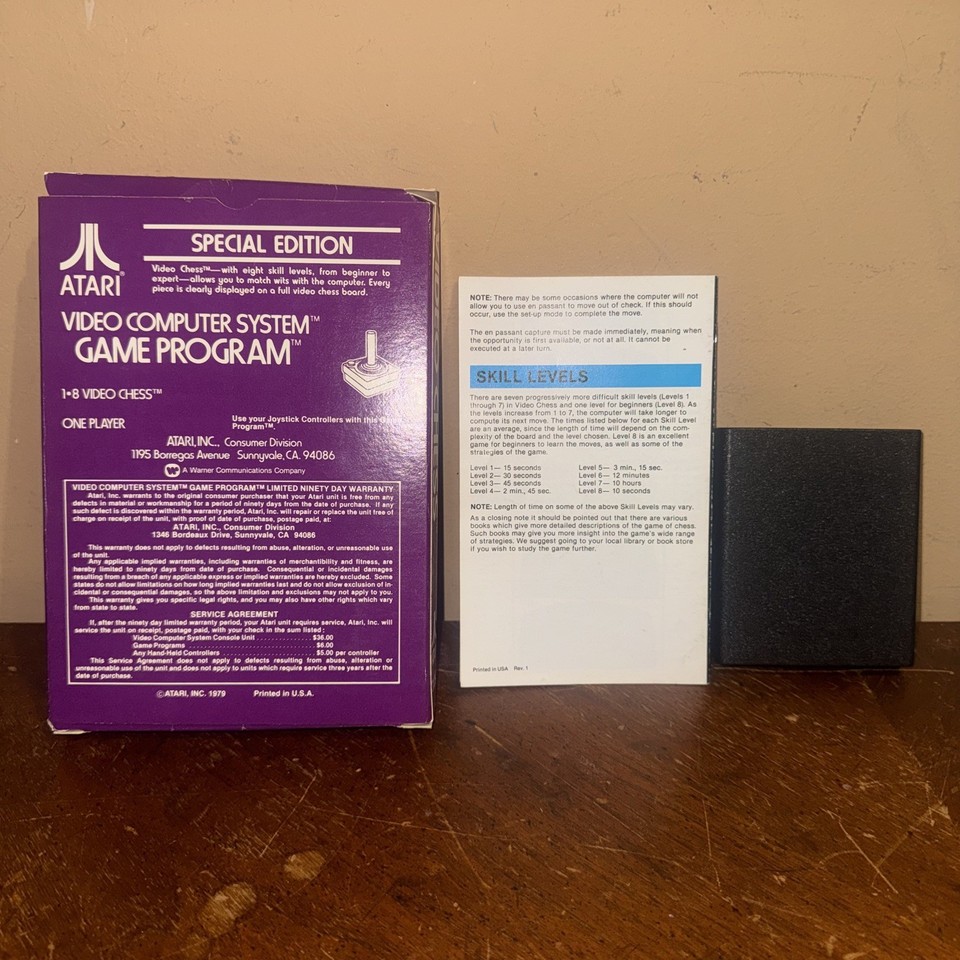 Video Chess - Atari 2600 Box + Game + Manual Tested | eBay