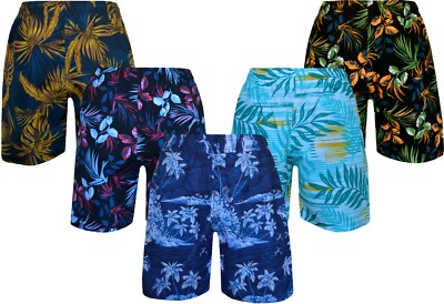 Hawaiian Floral Swim Shorts Net Lined Beach SurfBoard Lightweight ...