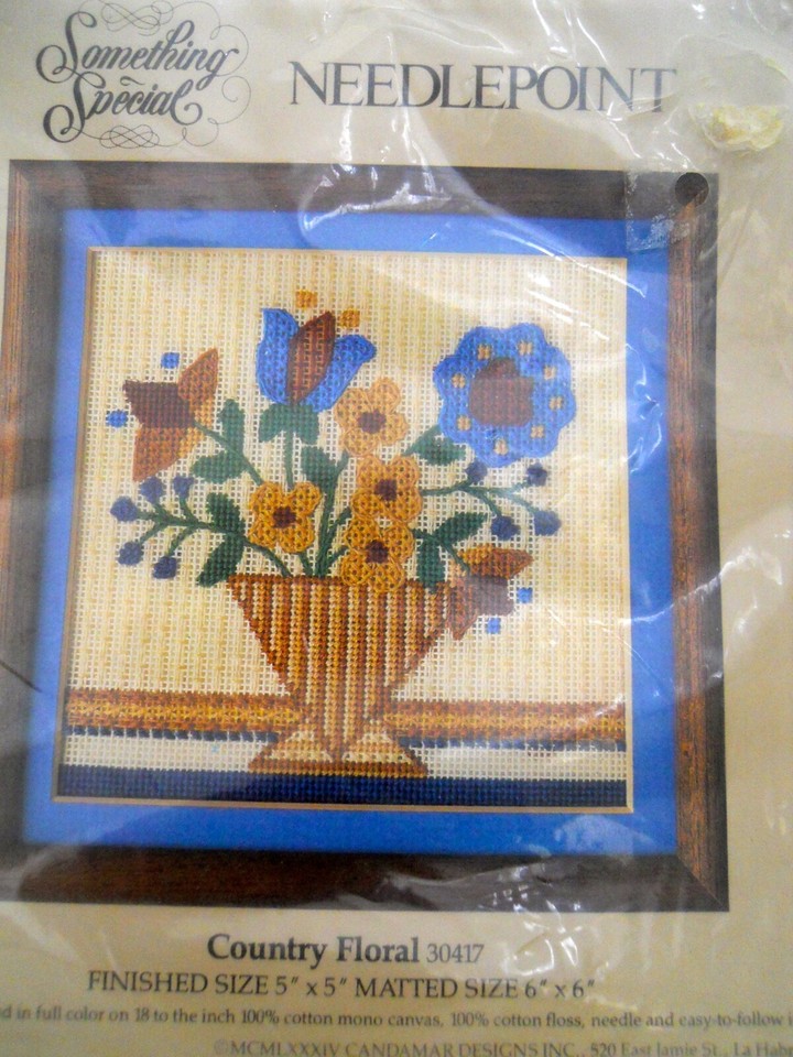 New Something Special Country 1984 Petit Point Canvas Floral Country | eBay