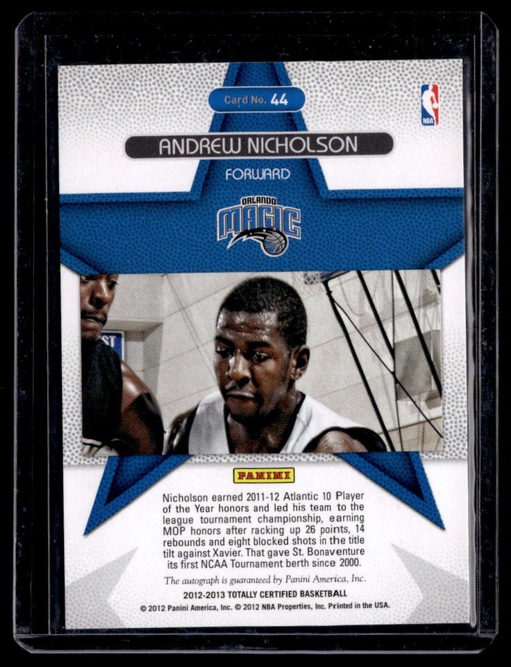 2012-13 Panini Totally Certified Rookie Roll Call Autographs Andrew ...