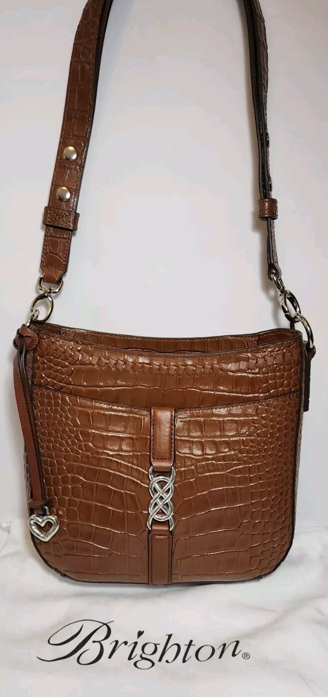 BRIGHTON INTERLOK COLLECTION KAYLA HANDSTITCHED CROSSBODY BURBON BROWN MINT $430 | eBay