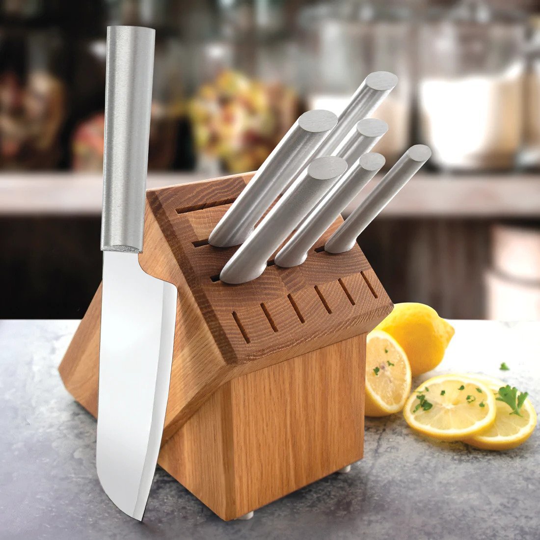 Rada Cutlery 8-Piece Essential Oak Block Set | Silver | eBay