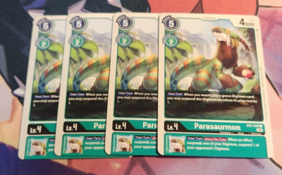 x4 Playset Digimon PARASAURMON EX3-040 Green Common TCG | eBay