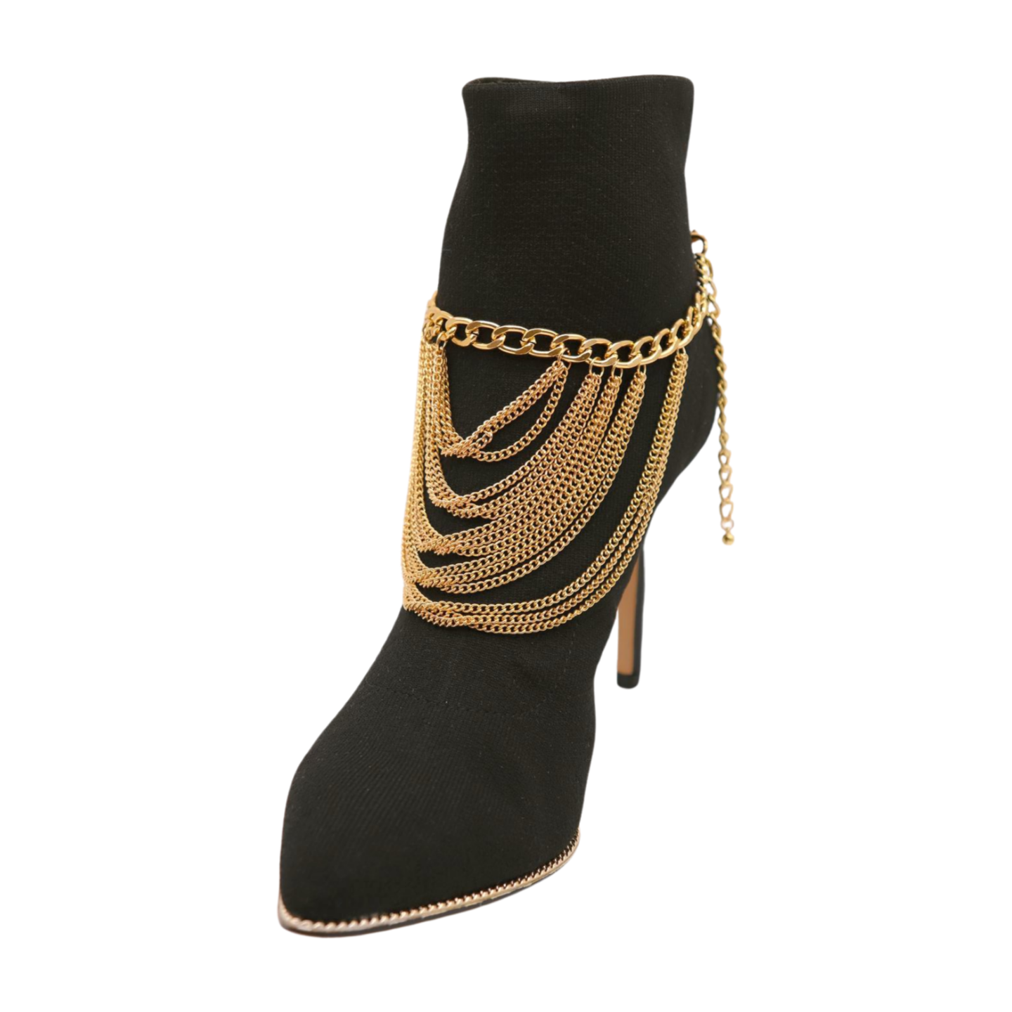 Women Gold Color Metal Chain Links Boot Bracelet Shoe Multi Strand ...