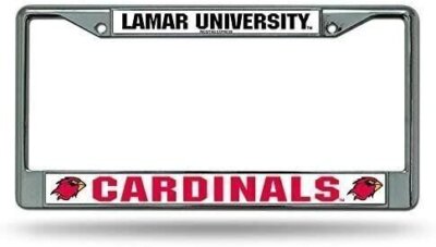 Lamar University Cardinals Premium Metal License Plate Frame Chrome Tag ...