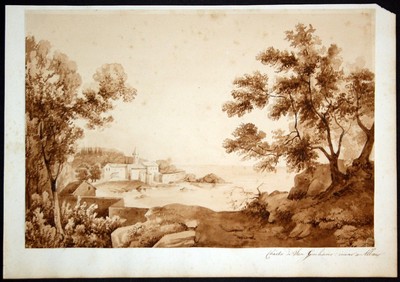 Genova Genoa Abbazia Di San Giuliano Albaro Watercolour Watercolor ...