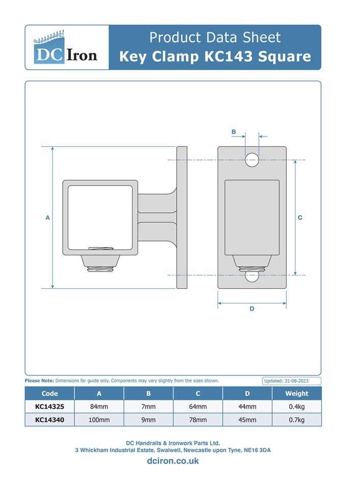 Industrial Handrail Galvanised Mild Steel Square Key Clamp Fittings Box ...