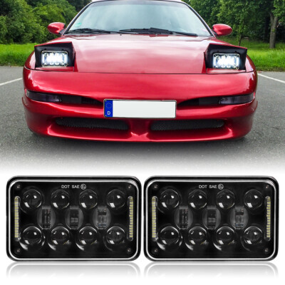Pair 4x6'' Rectangle Headlight For Ford Probe 1997-93 LTL9000 LED Halo ...