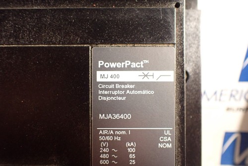 SQUARE D MJA36400 PowerPact 400 amp 600v I line Circuit Breaker -TESTED ...