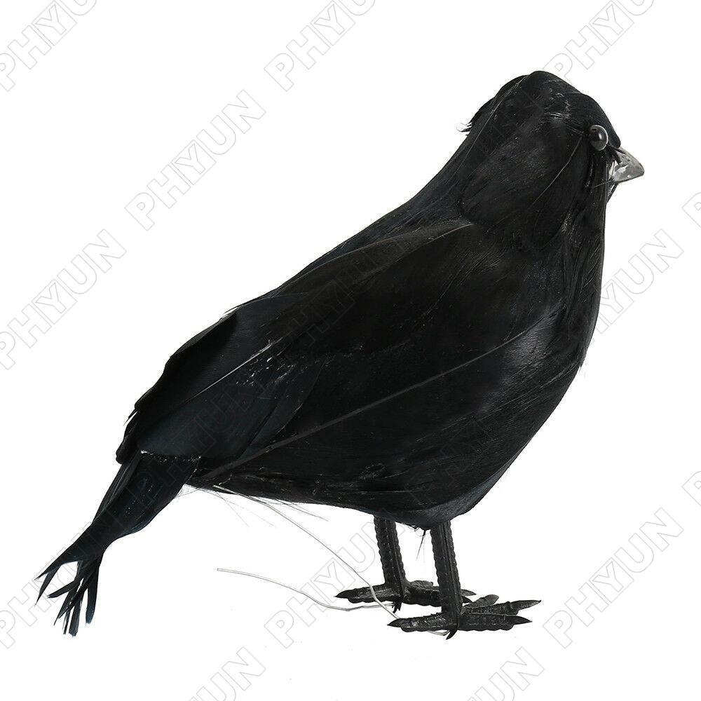 6x Halloween Crow Birds Prop Realistic Raven Feathered Spooky Party ...