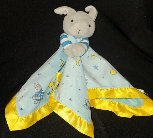Goodnight Moon Lovie Plush Security Blanket Lovey Bunny Blue Yellow ...