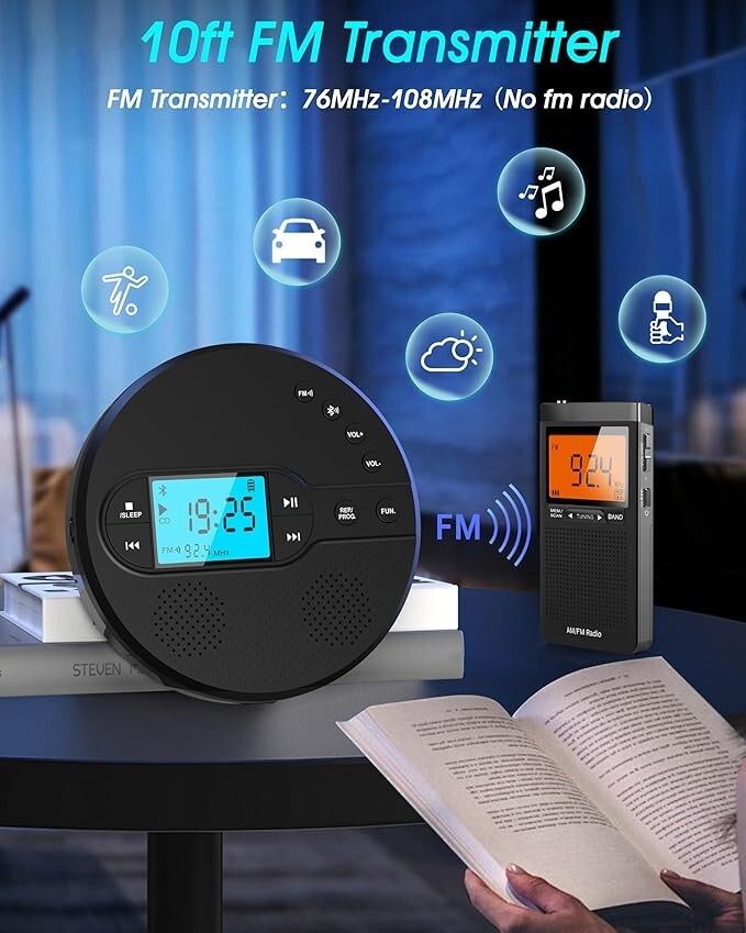 Greadio NEW 2025 Walkman CD Player with Bluetooth Portable CD Player ...