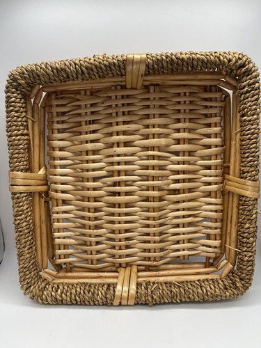 Woven Wicker Rattan Braided Square Basket Bread Tray | eBay