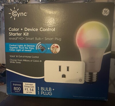 GE CYNC Reveal Smart Full Color Bulb + Device Control Starter Kit ...